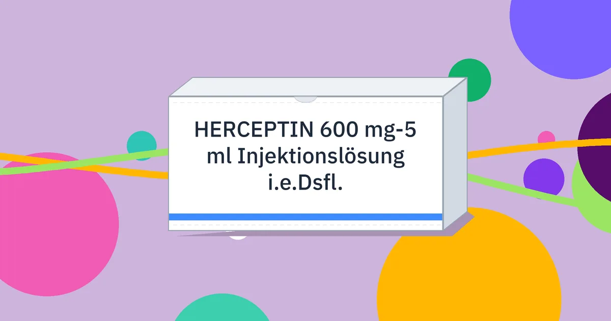 Symbolbild: Packung mit der Aufschrift HERCEPTIN 600 mg-5 ml Injektionslösung i.e.Dsfl. (PZN 18653398) – Verfügbarkeit und Bezug in Apotheken in Frankfurt am Main