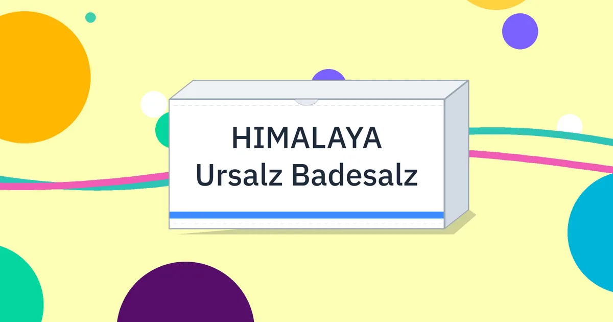 Symbolbild: Packung mit der Aufschrift HIMALAYA Ursalz Badesalz (PZN 06153584) – Verfügbarkeit und Bezug in Apotheken in Frankfurt am Main
