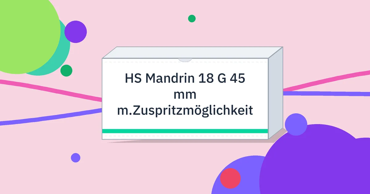 Symbolbild: Packung mit der Aufschrift HS Mandrin 18 G 45 mm m.Zuspritzmöglichkeit (PZN 12572859) – Verfügbarkeit und Bezug in Apotheken in Frankfurt am Main