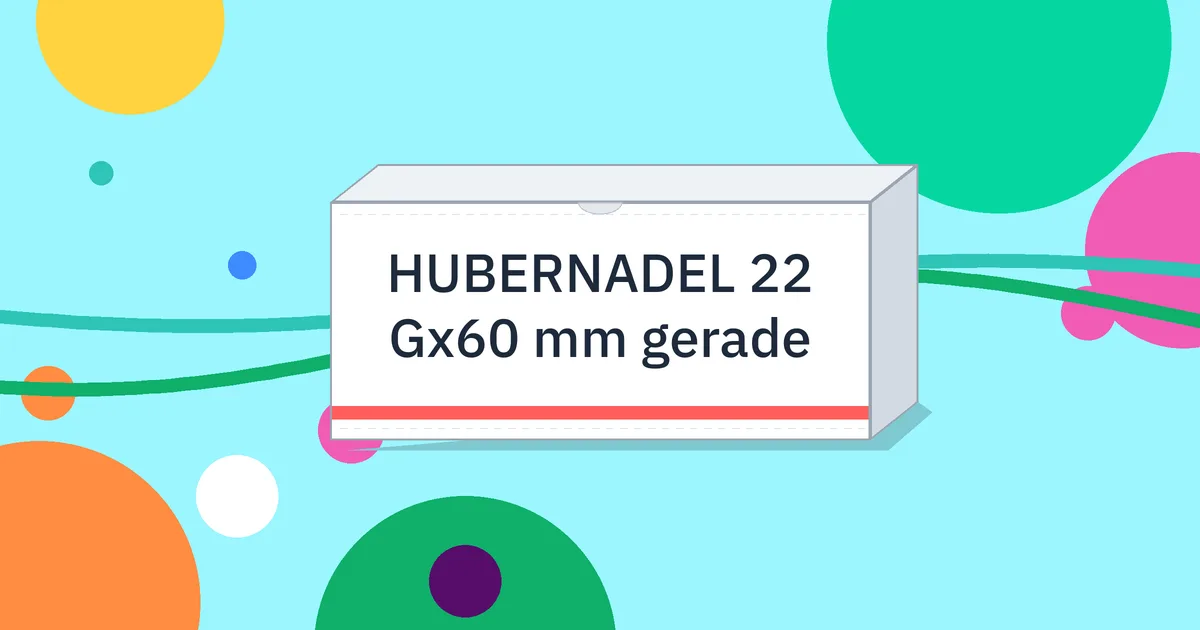 Symbolbild: Packung mit der Aufschrift HUBERNADEL 22 Gx60 mm gerade (PZN 00431237) – Verfügbarkeit und Bezug in Apotheken in Frankfurt am Main