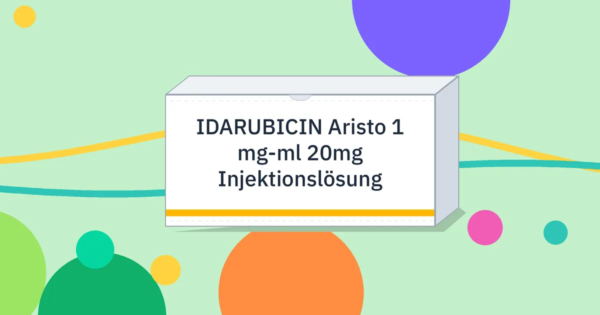 Symbolbild: Packung mit der Aufschrift IDARUBICIN Aristo 1 mg-ml 20mg Injektionslösung (PZN 16911815) – Verfügbarkeit und Bezug in Apotheken in Frankfurt am Main