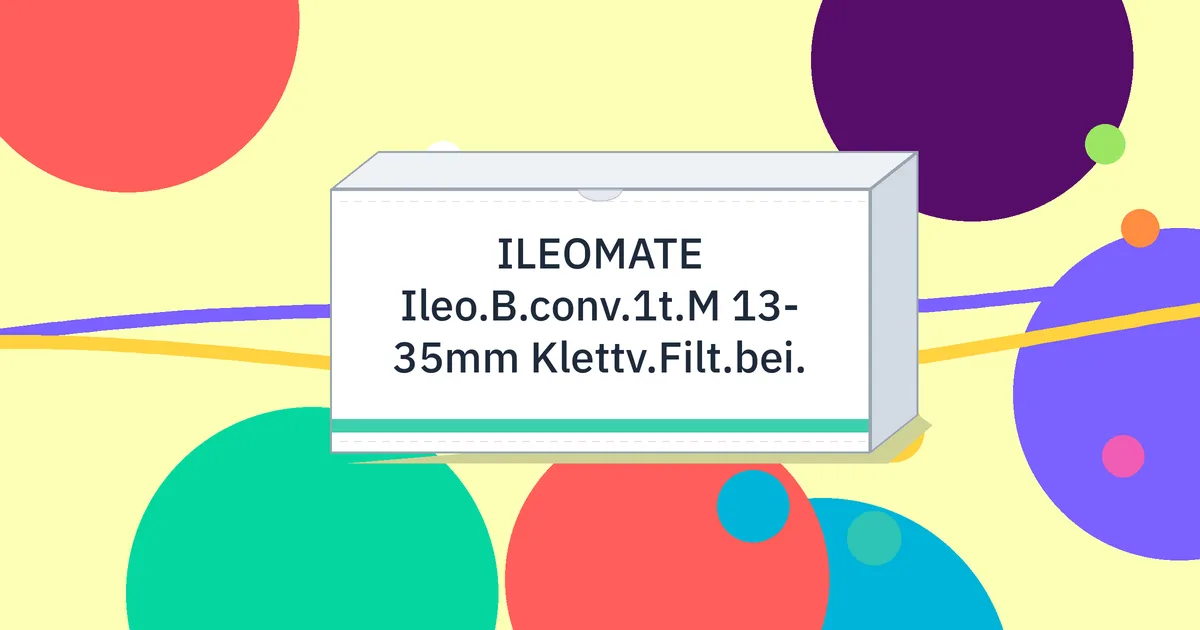 Symbolbild: Packung mit der Aufschrift ILEOMATE Ileo.B.conv.1t.M 13-35mm Klettv.Filt.bei. (PZN 03374818) – Verfügbarkeit und Bezug in Apotheken in Frankfurt am Main