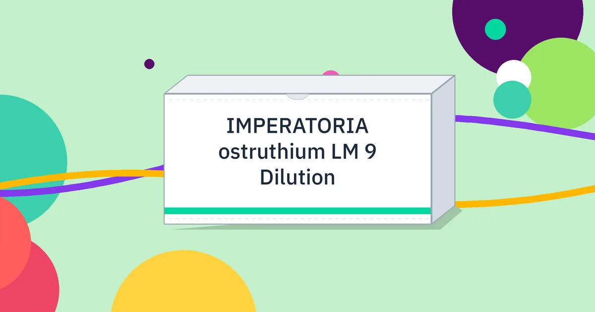 Symbolbild: Packung mit der Aufschrift IMPERATORIA ostruthium LM 9 Dilution (PZN 13559039) – Verfügbarkeit und Bezug in Apotheken in Frankfurt am Main