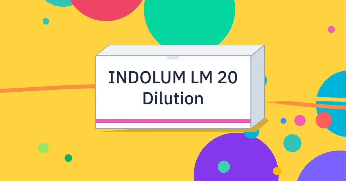 Symbolbild: Packung mit der Aufschrift INDOLUM LM 20 Dilution (PZN 13560083) – Verfügbarkeit und Bezug in Apotheken in Frankfurt am Main