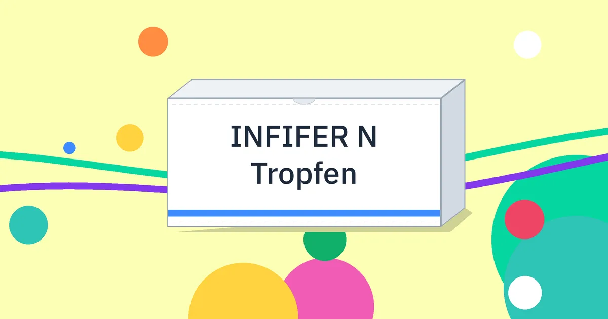 Symbolbild: Packung mit der Aufschrift INFIFER N Tropfen (PZN 04386284) – Verfügbarkeit und Bezug in Apotheken in Frankfurt am Main