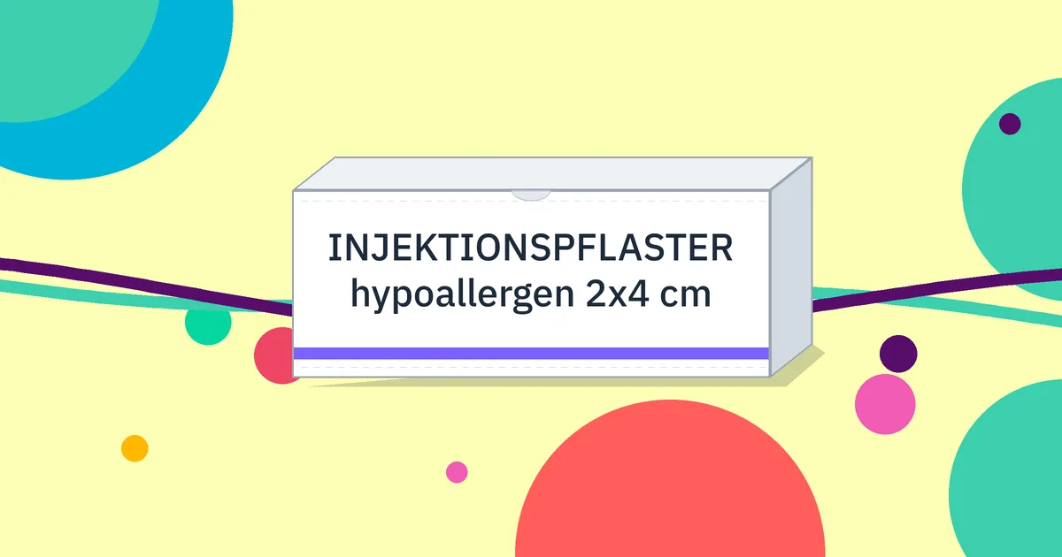 Symbolbild: Packung mit der Aufschrift INJEKTIONSPFLASTER hypoallergen 2x4 cm (PZN 00050179) – Verfügbarkeit und Bezug in Apotheken in Frankfurt am Main