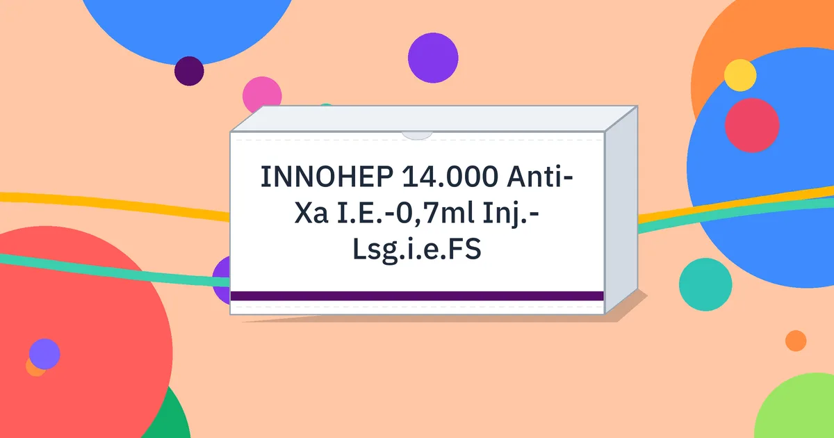 Symbolbild: Packung mit der Aufschrift INNOHEP 14.000 Anti-Xa I.E.-0,7ml Inj.-Lsg.i.e.FS (PZN 16752185) – Verfügbarkeit und Bezug in Apotheken in Frankfurt am Main