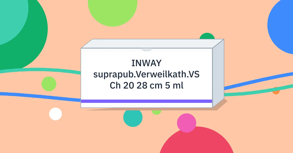 Symbolbild: Packung mit der Aufschrift INWAY suprapub.Verweilkath.VS Ch 20 28 cm 5 ml (PZN 00052497) – Verfügbarkeit und Bezug in Apotheken in Frankfurt am Main