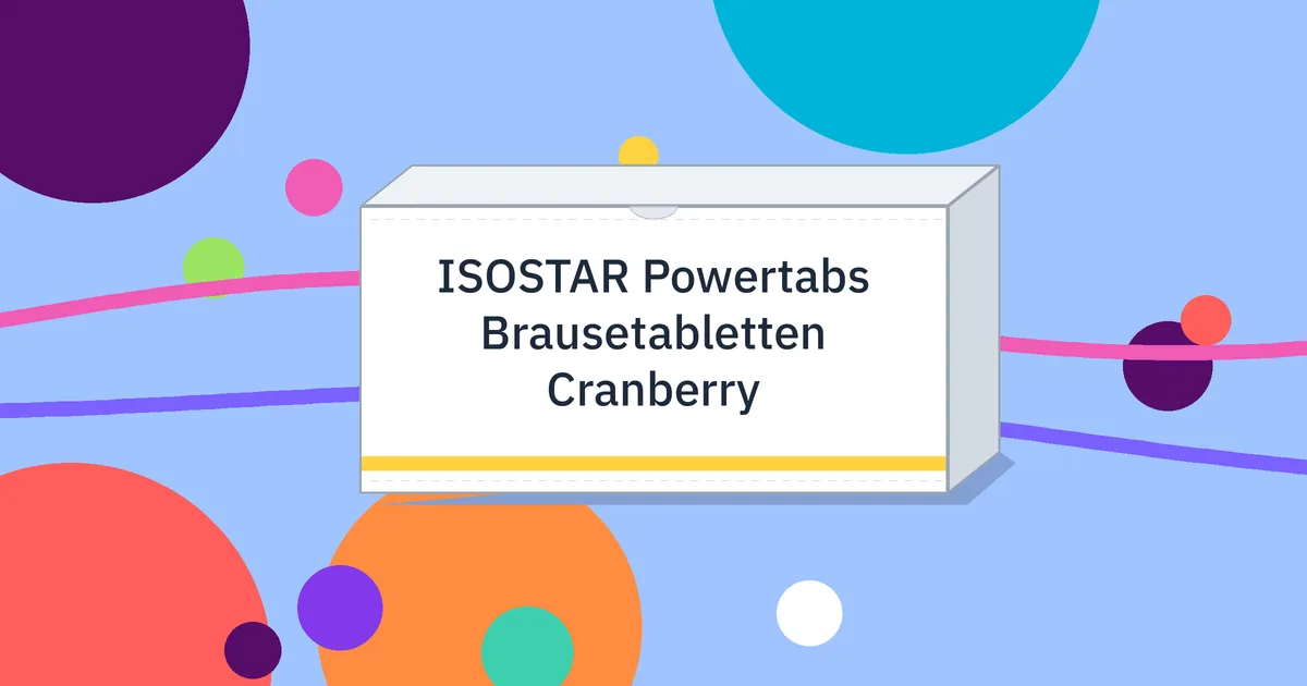 Symbolbild: Packung mit der Aufschrift ISOSTAR Powertabs Brausetabletten Cranberry (PZN 16145858) – Verfügbarkeit und Bezug in Apotheken in Frankfurt am Main