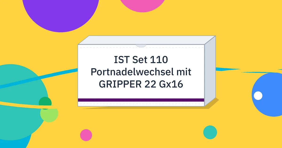 Symbolbild: Packung mit der Aufschrift IST Set 110 Portnadelwechsel mit GRIPPER 22 Gx16 (PZN 10049473) – Verfügbarkeit und Bezug in Apotheken in Frankfurt am Main