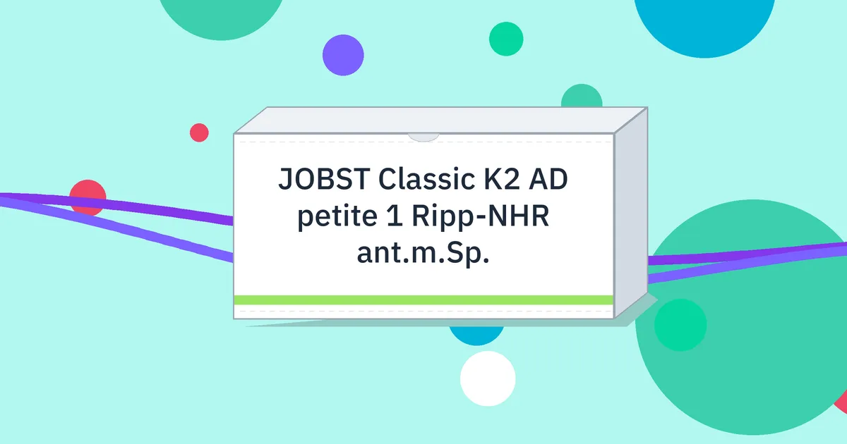 Symbolbild: Packung mit der Aufschrift JOBST Classic K2 AD petite 1 Ripp-NHR ant.m.Sp. (PZN 13060937) – Verfügbarkeit und Bezug in Apotheken in Frankfurt am Main