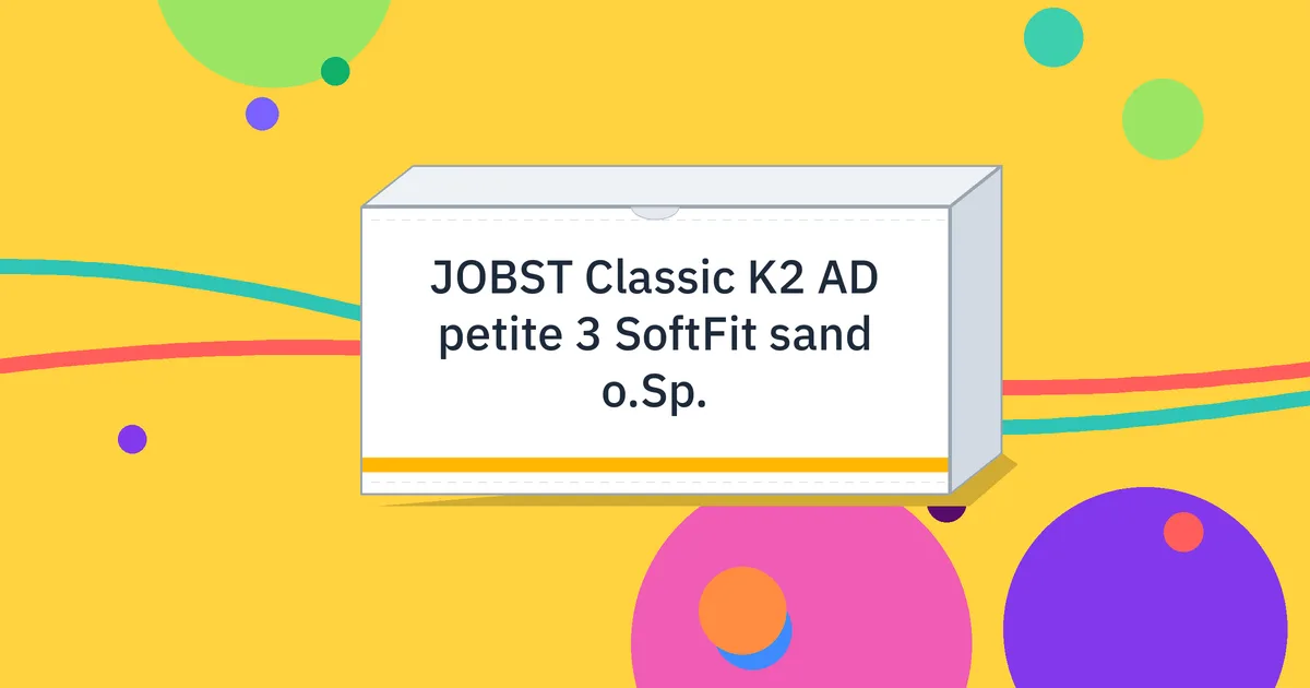 Symbolbild: Packung mit der Aufschrift JOBST Classic K2 AD petite 3 SoftFit sand o.Sp. (PZN 14222589) – Verfügbarkeit und Bezug in Apotheken in Frankfurt am Main