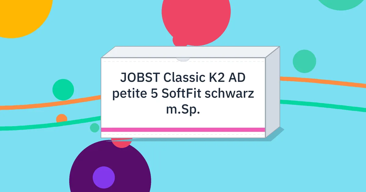 Symbolbild: Packung mit der Aufschrift JOBST Classic K2 AD petite 5 SoftFit schwarz m.Sp. (PZN 14222891) – Verfügbarkeit und Bezug in Apotheken in Frankfurt am Main