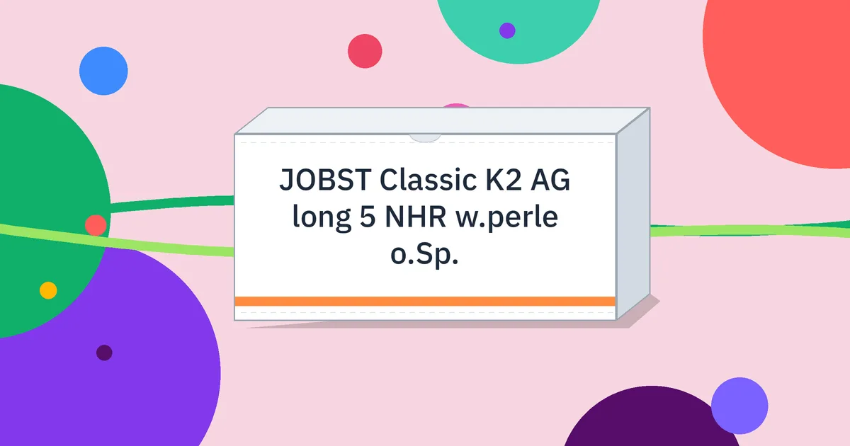 Symbolbild: Packung mit der Aufschrift JOBST Classic K2 AG long 5 NHR w.perle o.Sp. (PZN 10726896) – Verfügbarkeit und Bezug in Apotheken in Frankfurt am Main