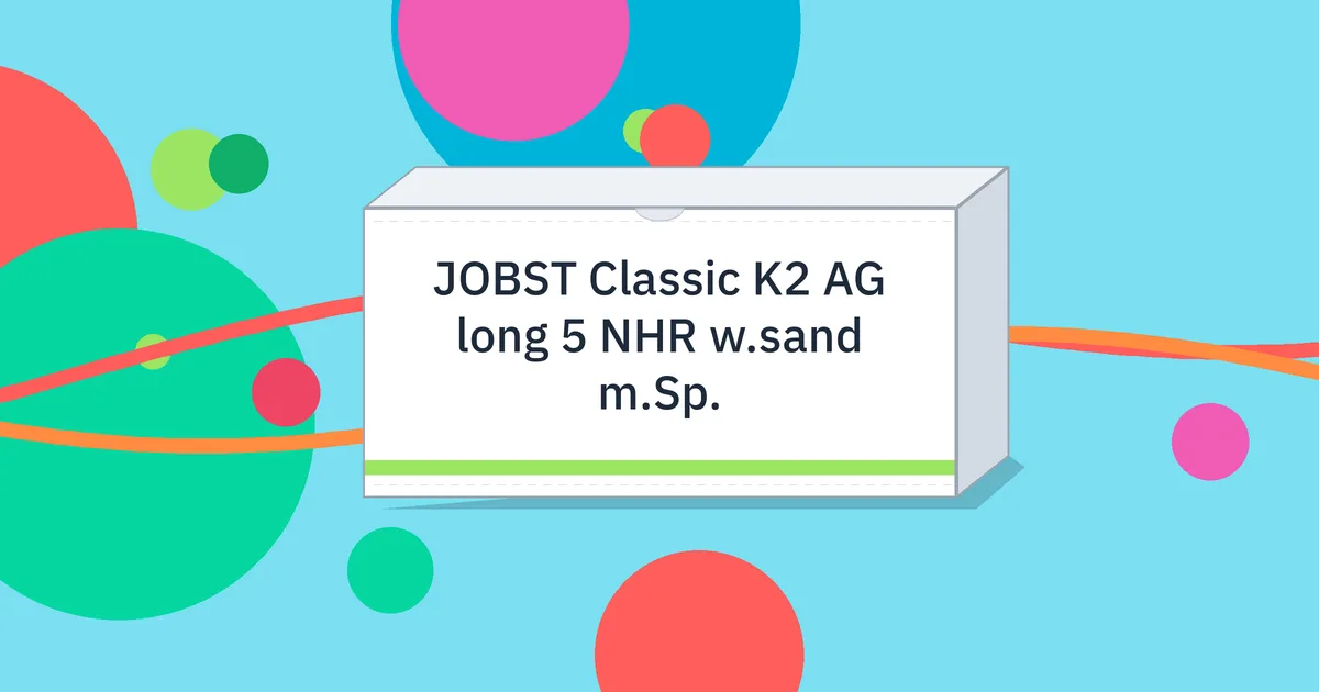 Symbolbild: Packung mit der Aufschrift JOBST Classic K2 AG long 5 NHR w.sand m.Sp. (PZN 10727074) – Verfügbarkeit und Bezug in Apotheken in Frankfurt am Main
