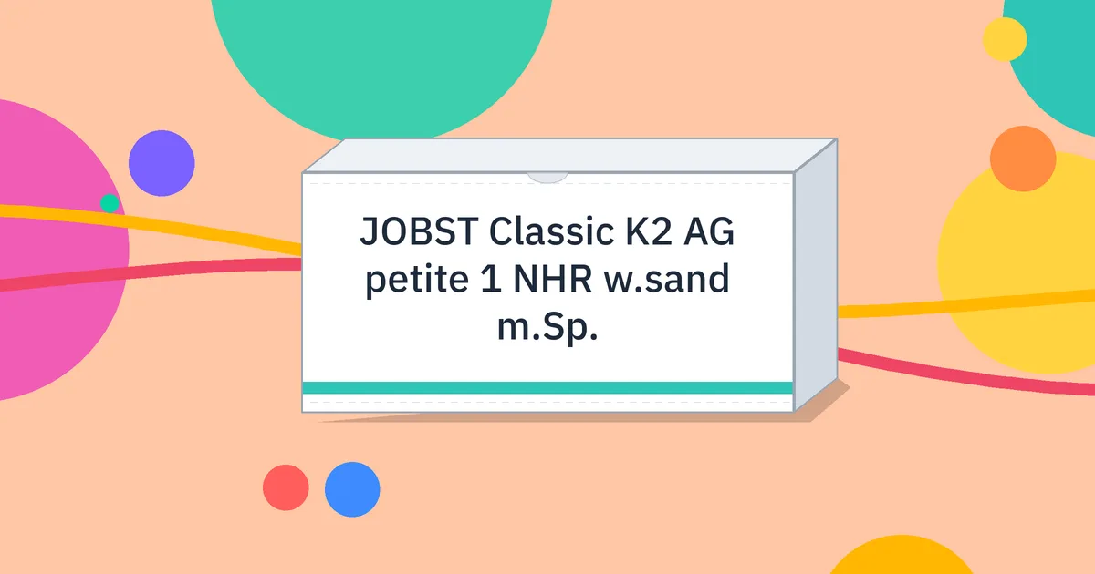 Symbolbild: Packung mit der Aufschrift JOBST Classic K2 AG petite 1 NHR w.sand m.Sp. (PZN 11274108) – Verfügbarkeit und Bezug in Apotheken in Frankfurt am Main