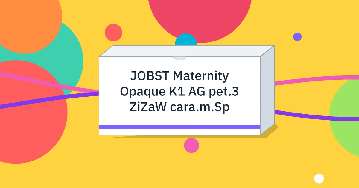 Symbolbild: Packung mit der Aufschrift JOBST Maternity Opaque K1 AG pet.3 ZiZaW cara.m.Sp (PZN 15850419) – Verfügbarkeit und Bezug in Apotheken in Frankfurt am Main