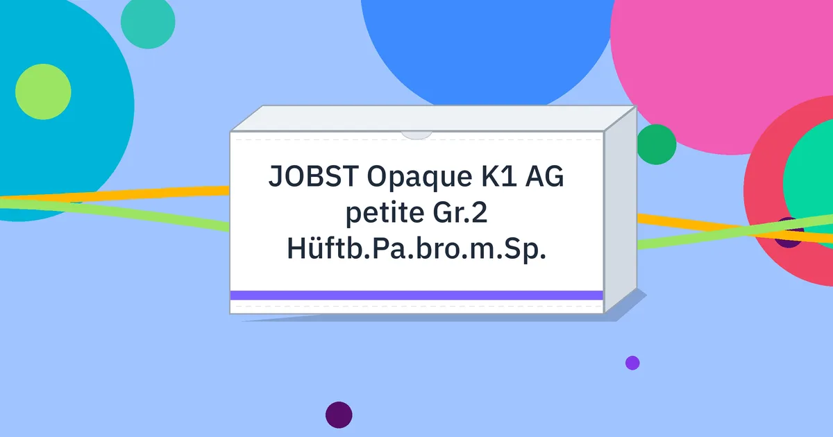 Symbolbild: Packung mit der Aufschrift JOBST Opaque K1 AG petite Gr.2 Hüftb.Pa.bro.m.Sp. (PZN 13098182) – Verfügbarkeit und Bezug in Apotheken in Frankfurt am Main