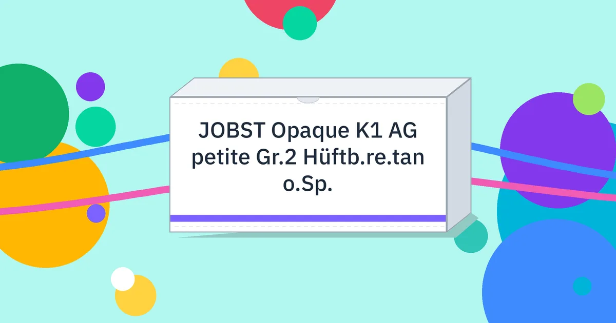 Symbolbild: Packung mit der Aufschrift JOBST Opaque K1 AG petite Gr.2 Hüftb.re.tan o.Sp. (PZN 16273556) – Verfügbarkeit und Bezug in Apotheken in Frankfurt am Main