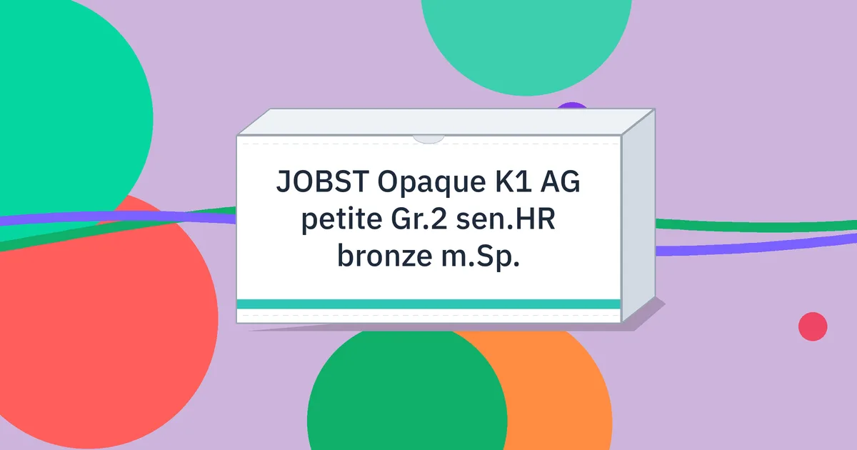 Symbolbild: Packung mit der Aufschrift JOBST Opaque K1 AG petite Gr.2 sen.HR bronze m.Sp. (PZN 13085340) – Verfügbarkeit und Bezug in Apotheken in Frankfurt am Main