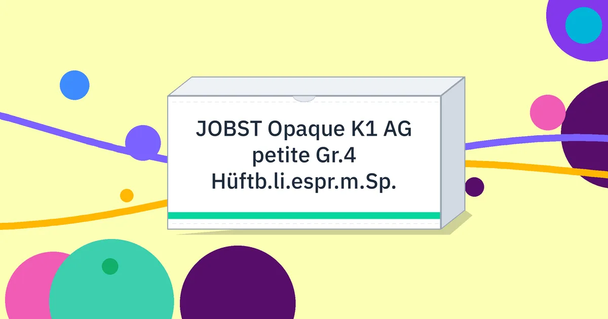 Symbolbild: Packung mit der Aufschrift JOBST Opaque K1 AG petite Gr.4 Hüftb.li.espr.m.Sp. (PZN 16274030) – Verfügbarkeit und Bezug in Apotheken in Frankfurt am Main