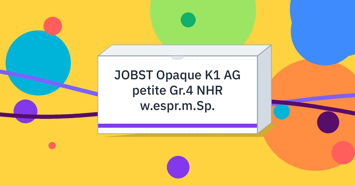 Symbolbild: Packung mit der Aufschrift JOBST Opaque K1 AG petite Gr.4 NHR w.espr.m.Sp. (PZN 16270983) – Verfügbarkeit und Bezug in Apotheken in Frankfurt am Main