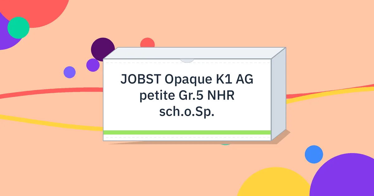 Symbolbild: Packung mit der Aufschrift JOBST Opaque K1 AG petite Gr.5 NHR sch.o.Sp. (PZN 13088315) – Verfügbarkeit und Bezug in Apotheken in Frankfurt am Main