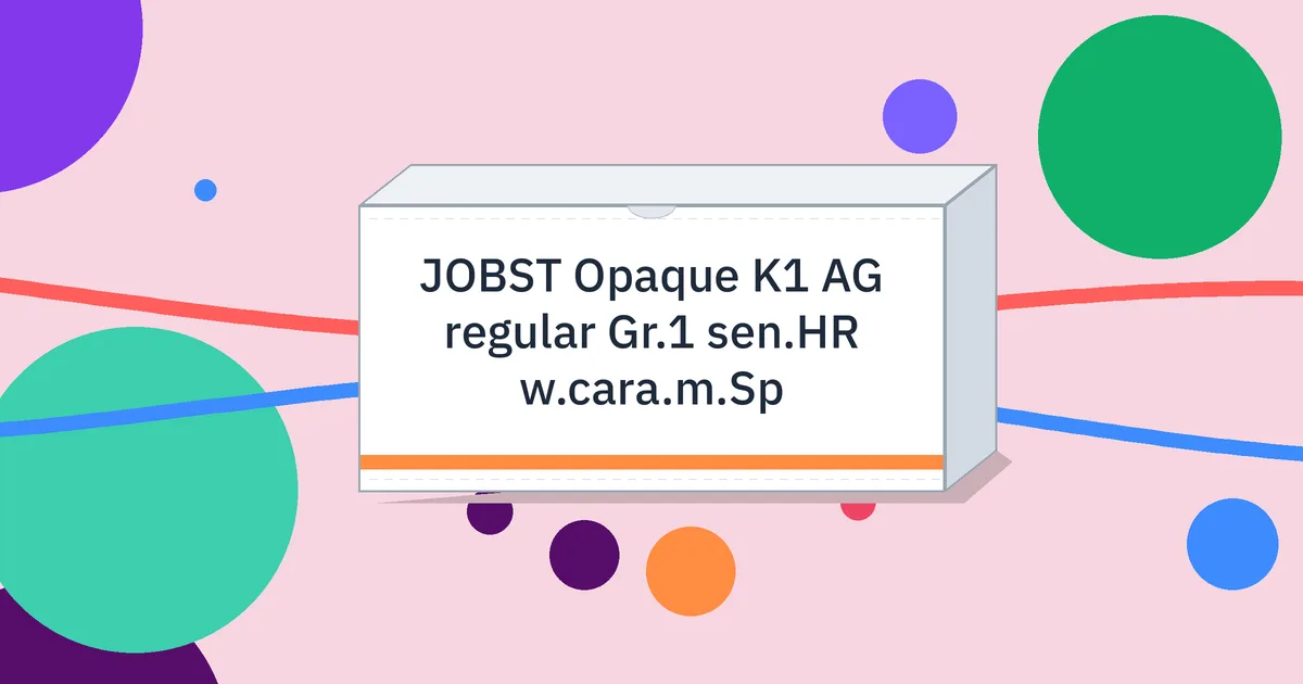 Symbolbild: Packung mit der Aufschrift JOBST Opaque K1 AG regular Gr.1 sen.HR w.cara.m.Sp (PZN 13092920) – Verfügbarkeit und Bezug in Apotheken in Frankfurt am Main