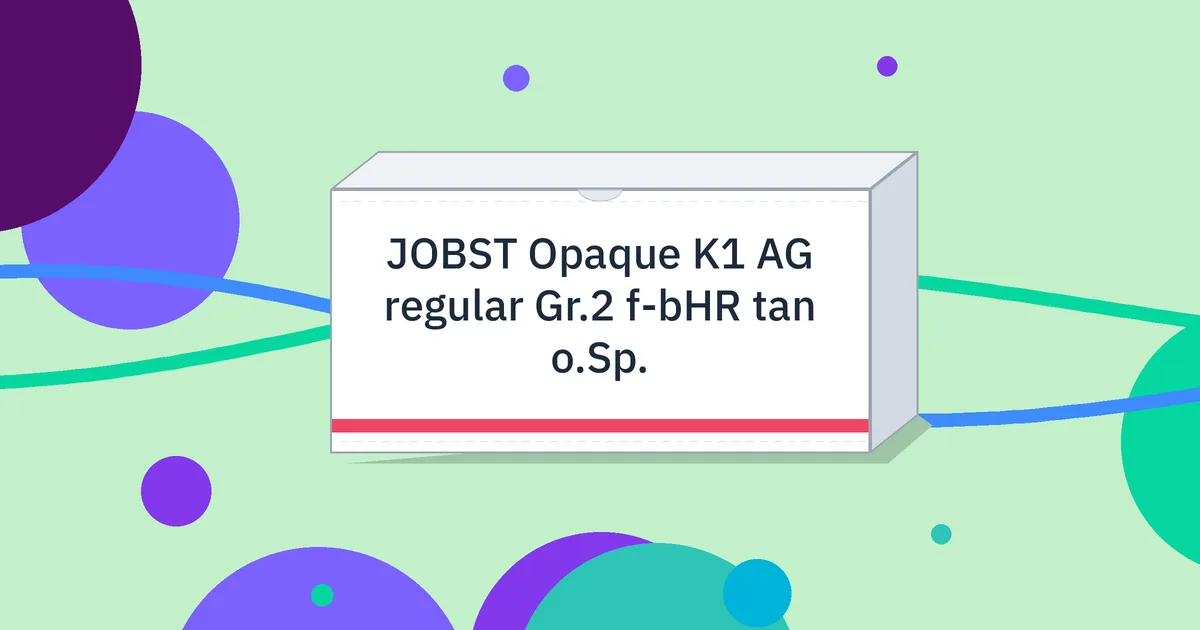 Symbolbild: Packung mit der Aufschrift JOBST Opaque K1 AG regular Gr.2 f-bHR tan o.Sp. (PZN 16266036) – Verfügbarkeit und Bezug in Apotheken in Frankfurt am Main