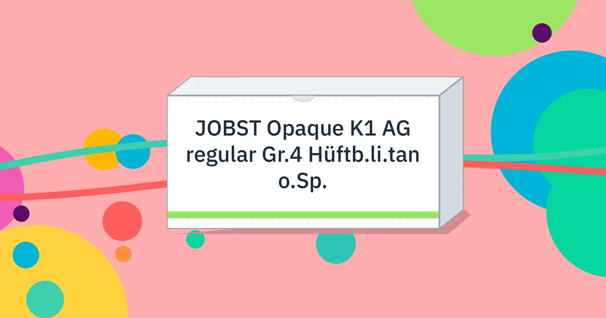 Symbolbild: Packung mit der Aufschrift JOBST Opaque K1 AG regular Gr.4 Hüftb.li.tan o.Sp. (PZN 16272433) – Verfügbarkeit und Bezug in Apotheken in Frankfurt am Main