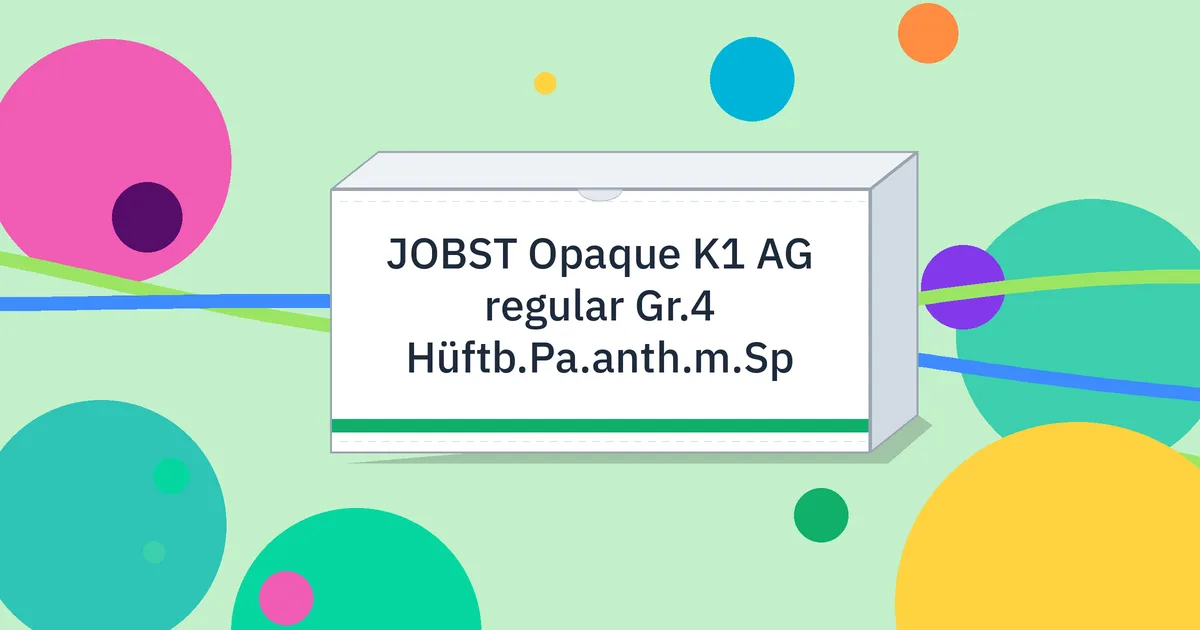 Symbolbild: Packung mit der Aufschrift JOBST Opaque K1 AG regular Gr.4 Hüftb.Pa.anth.m.Sp (PZN 16272054) – Verfügbarkeit und Bezug in Apotheken in Frankfurt am Main