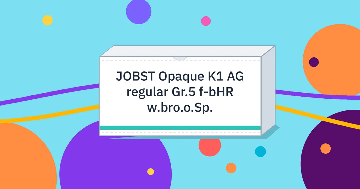 Symbolbild: Packung mit der Aufschrift JOBST Opaque K1 AG regular Gr.5 f-bHR w.bro.o.Sp. (PZN 13094712) – Verfügbarkeit und Bezug in Apotheken in Frankfurt am Main