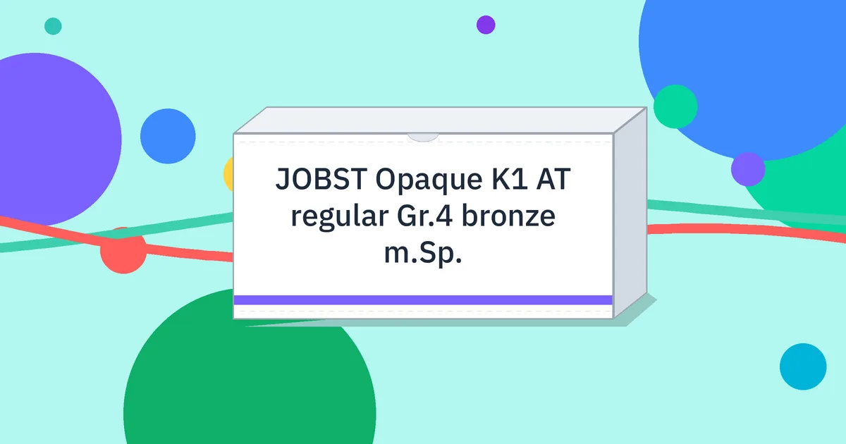 Symbolbild: Packung mit der Aufschrift JOBST Opaque K1 AT regular Gr.4 bronze m.Sp. (PZN 13106757) – Verfügbarkeit und Bezug in Apotheken in Frankfurt am Main