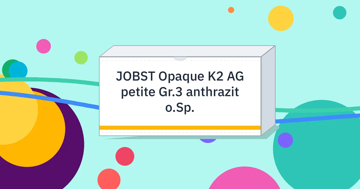 Symbolbild: Packung mit der Aufschrift JOBST Opaque K2 AG petite Gr.3 anthrazit o.Sp. (PZN 16286323) – Verfügbarkeit und Bezug in Apotheken in Frankfurt am Main