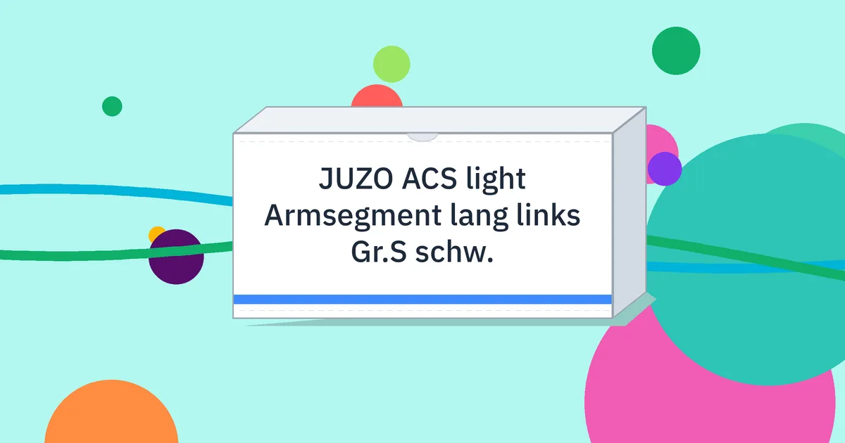 Symbolbild: Packung mit der Aufschrift JUZO ACS light Armsegment lang links Gr.S schw. (PZN 13575831) – Verfügbarkeit und Bezug in Apotheken in Frankfurt am Main