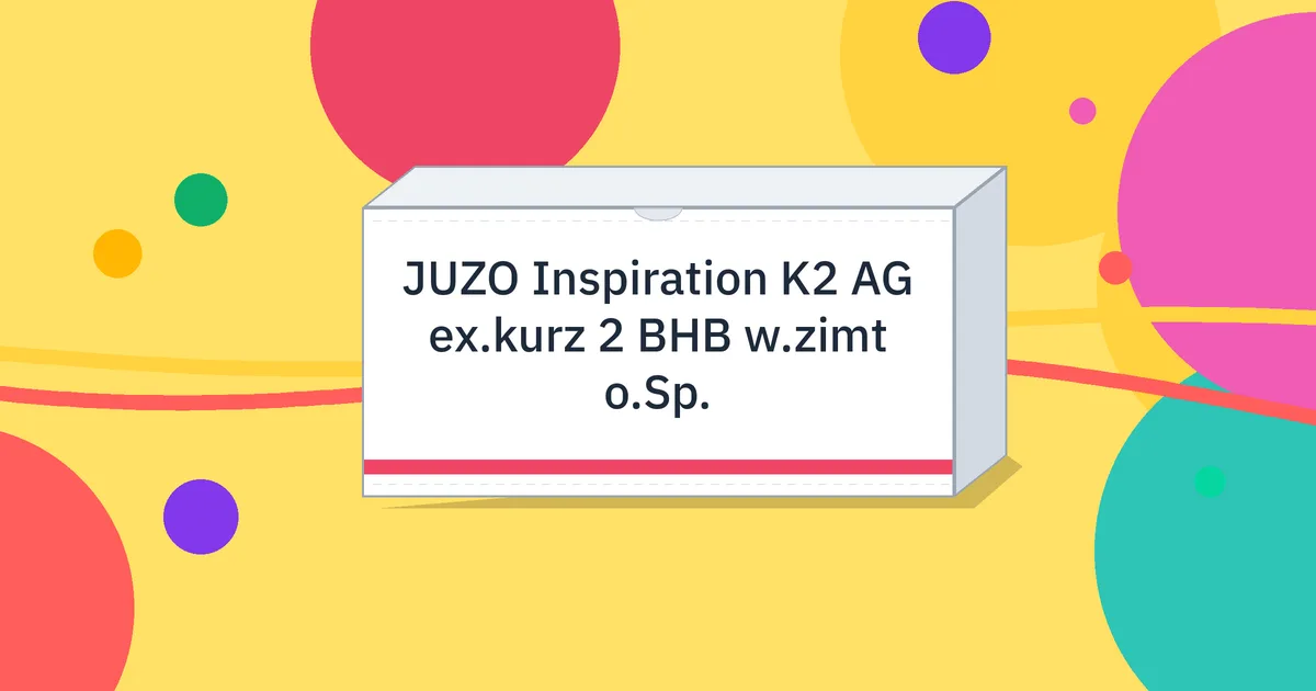 Symbolbild: Packung mit der Aufschrift JUZO Inspiration K2 AG ex.kurz 2 BHB w.zimt o.Sp. (PZN 14851813) – Verfügbarkeit und Bezug in Apotheken in Frankfurt am Main