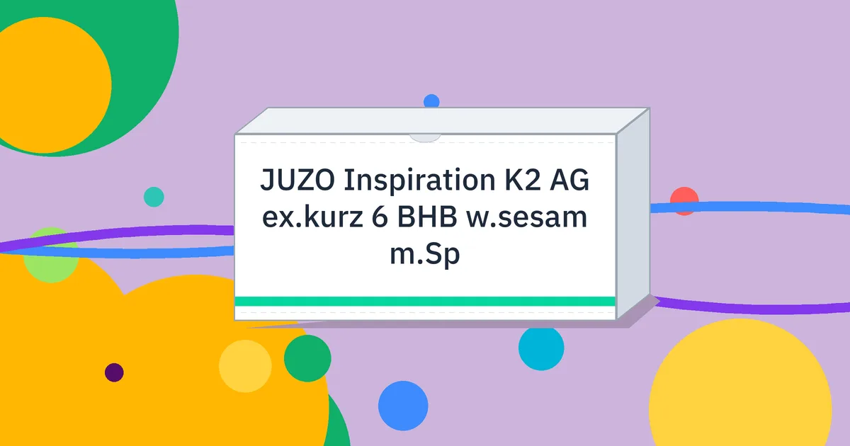 Symbolbild: Packung mit der Aufschrift JUZO Inspiration K2 AG ex.kurz 6 BHB w.sesam m.Sp (PZN 14851279) – Verfügbarkeit und Bezug in Apotheken in Frankfurt am Main