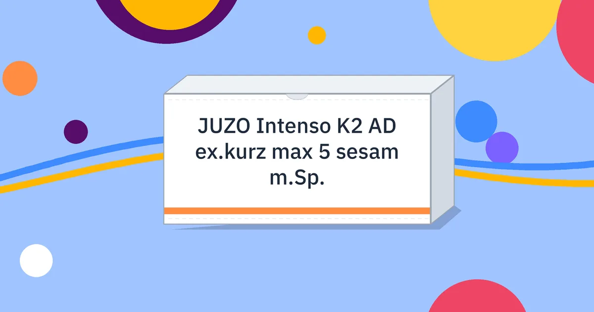 Symbolbild: Packung mit der Aufschrift JUZO Intenso K2 AD ex.kurz max 5 sesam m.Sp. (PZN 18606861) – Verfügbarkeit und Bezug in Apotheken in Frankfurt am Main
