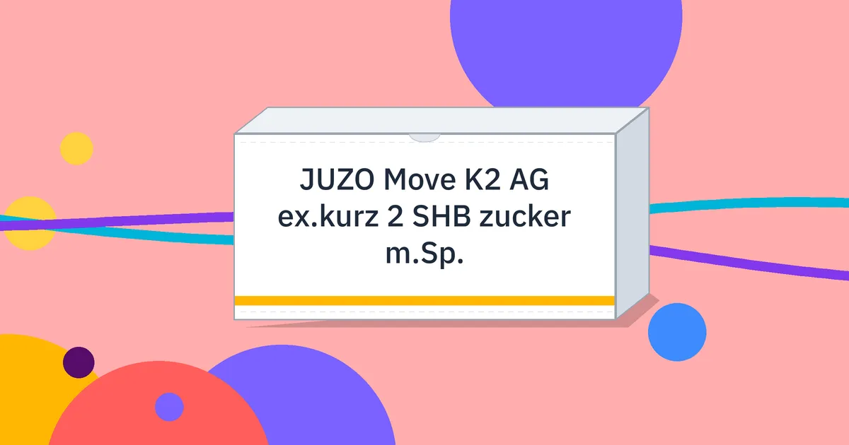 Symbolbild: Packung mit der Aufschrift JUZO Move K2 AG ex.kurz 2 SHB zucker m.Sp. (PZN 18531790) – Verfügbarkeit und Bezug in Apotheken in Frankfurt am Main