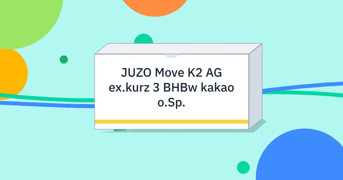 Symbolbild: Packung mit der Aufschrift JUZO Move K2 AG ex.kurz 3 BHBw kakao o.Sp. (PZN 18566015) – Verfügbarkeit und Bezug in Apotheken in Frankfurt am Main