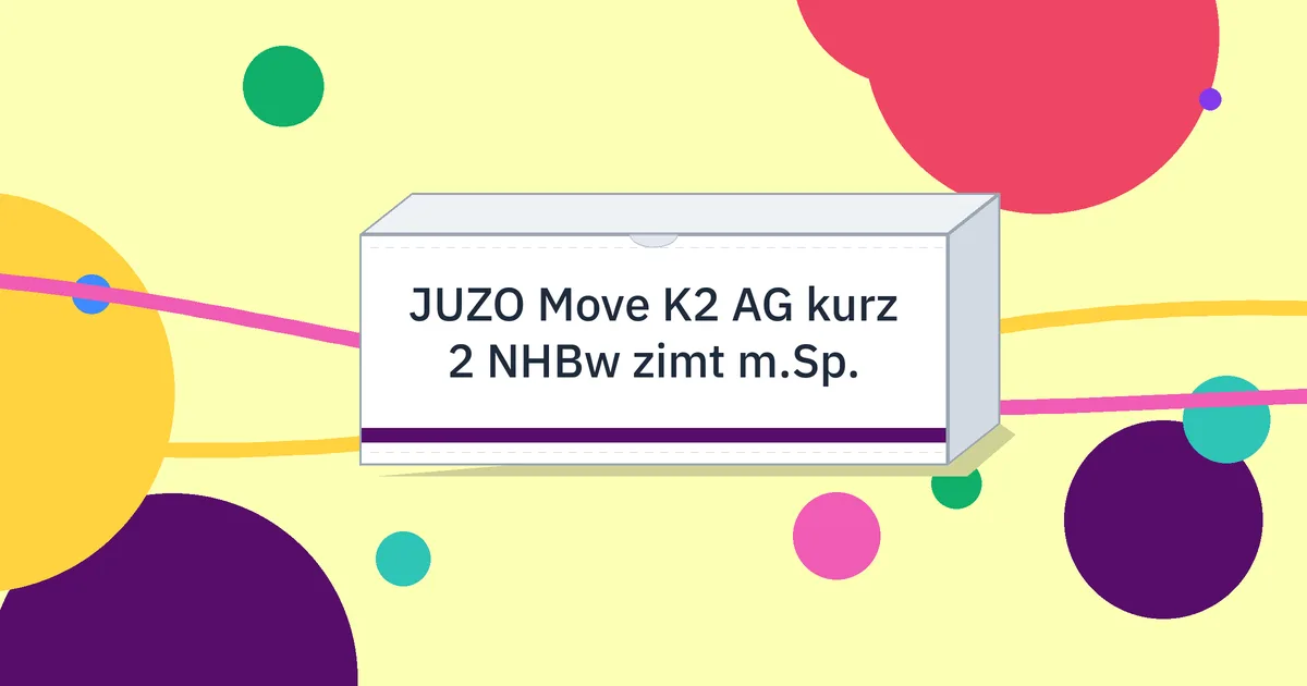 Symbolbild: Packung mit der Aufschrift JUZO Move K2 AG kurz 2 NHBw zimt m.Sp. (PZN 18527021) – Verfügbarkeit und Bezug in Apotheken in Frankfurt am Main