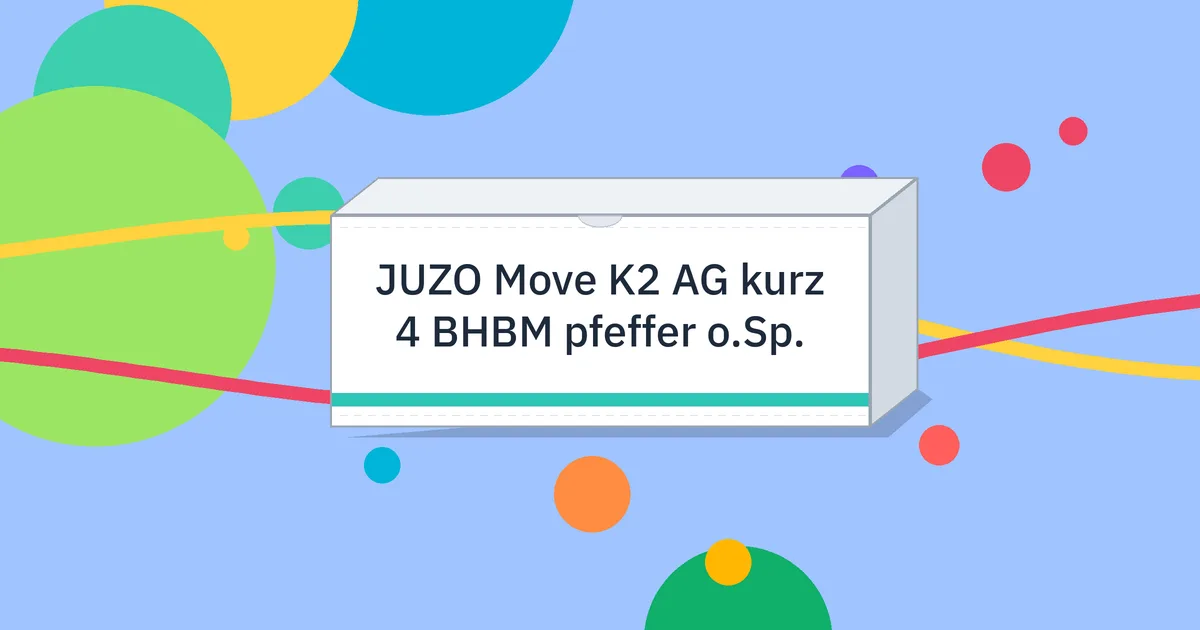 Symbolbild: Packung mit der Aufschrift JUZO Move K2 AG kurz 4 BHBM pfeffer o.Sp. (PZN 16648186) – Verfügbarkeit und Bezug in Apotheken in Frankfurt am Main
