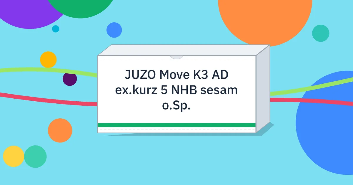 Symbolbild: Packung mit der Aufschrift JUZO Move K3 AD ex.kurz 5 NHB sesam o.Sp. (PZN 18570206) – Verfügbarkeit und Bezug in Apotheken in Frankfurt am Main