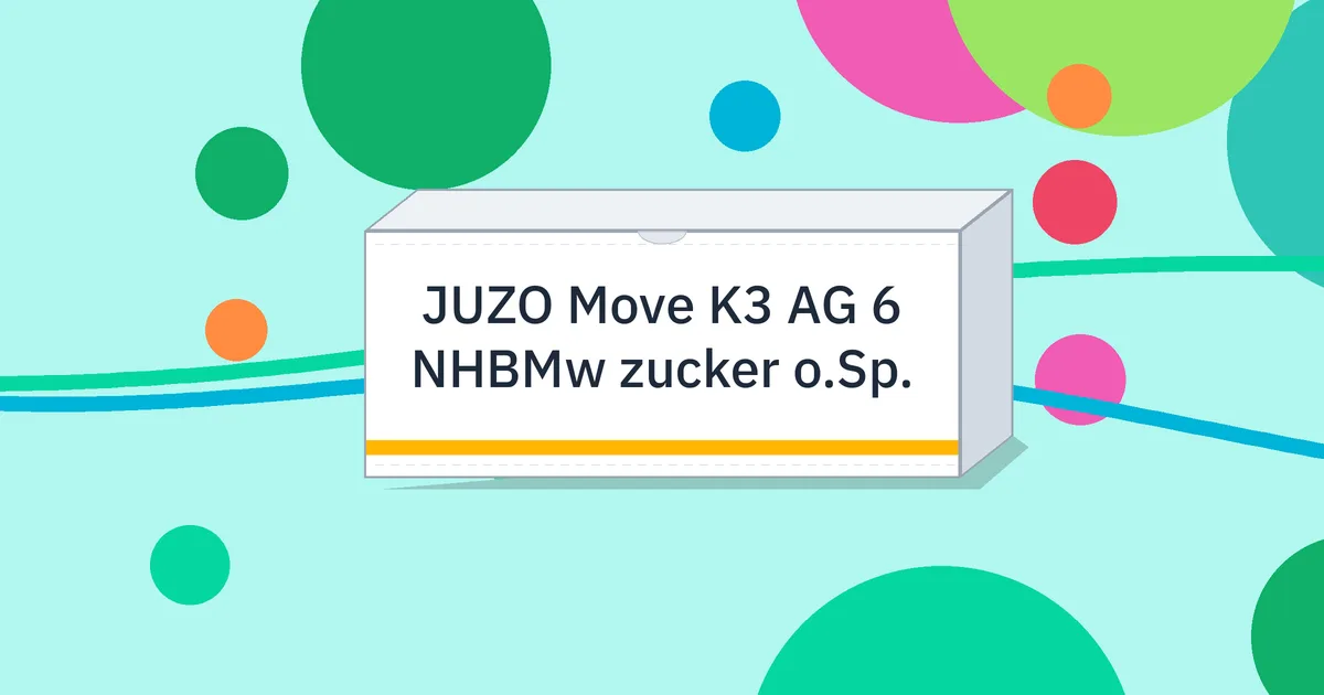 Symbolbild: Packung mit der Aufschrift JUZO Move K3 AG 6 NHBMw zucker o.Sp. (PZN 18576918) – Verfügbarkeit und Bezug in Apotheken in Frankfurt am Main