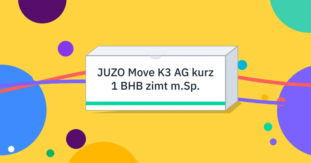 Symbolbild: Packung mit der Aufschrift JUZO Move K3 AG kurz 1 BHB zimt m.Sp. (PZN 18579555) – Verfügbarkeit und Bezug in Apotheken in Frankfurt am Main