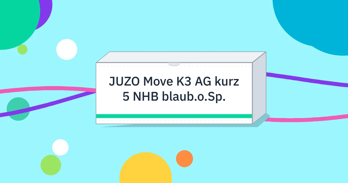 Symbolbild: Packung mit der Aufschrift JUZO Move K3 AG kurz 5 NHB blaub.o.Sp. (PZN 18593012) – Verfügbarkeit und Bezug in Apotheken in Frankfurt am Main