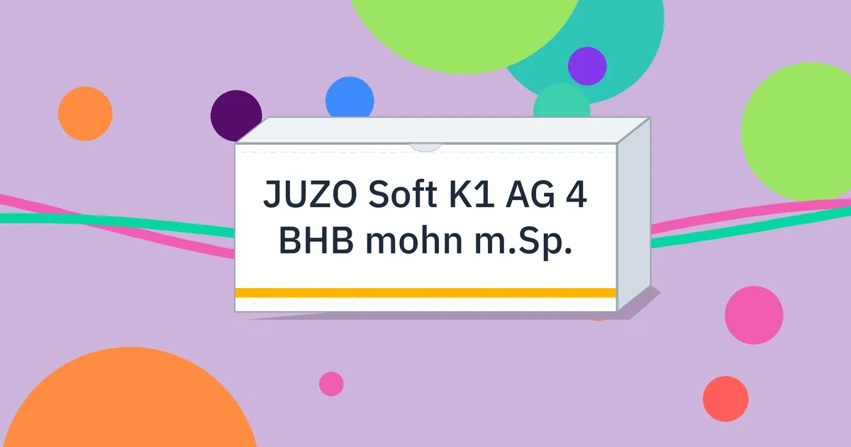 Symbolbild: Packung mit der Aufschrift JUZO Soft K1 AG 4 BHB mohn m.Sp. (PZN 14821114) – Verfügbarkeit und Bezug in Apotheken in Frankfurt am Main