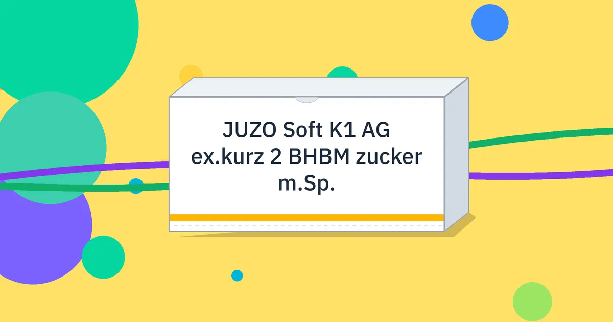 Symbolbild: Packung mit der Aufschrift JUZO Soft K1 AG ex.kurz 2 BHBM zucker m.Sp. (PZN 14856058) – Verfügbarkeit und Bezug in Apotheken in Frankfurt am Main