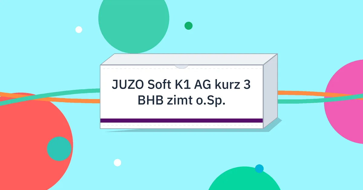 Symbolbild: Packung mit der Aufschrift JUZO Soft K1 AG kurz 3 BHB zimt o.Sp. (PZN 14822763) – Verfügbarkeit und Bezug in Apotheken in Frankfurt am Main