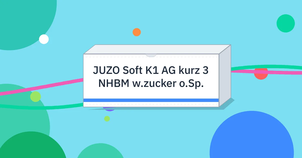 Symbolbild: Packung mit der Aufschrift JUZO Soft K1 AG kurz 3 NHBM w.zucker o.Sp. (PZN 14999993) – Verfügbarkeit und Bezug in Apotheken in Frankfurt am Main